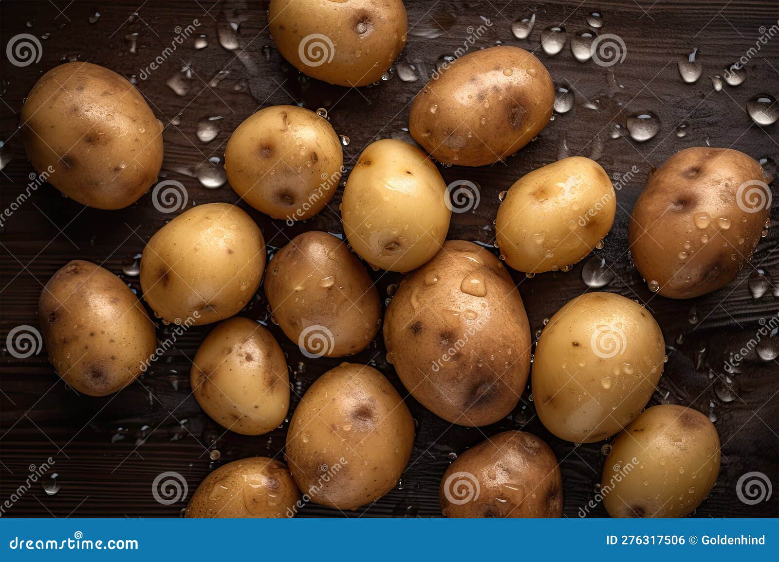Pile of Raw Uncooked Potatoes on Dark Background, Top View, Flat Lay ...