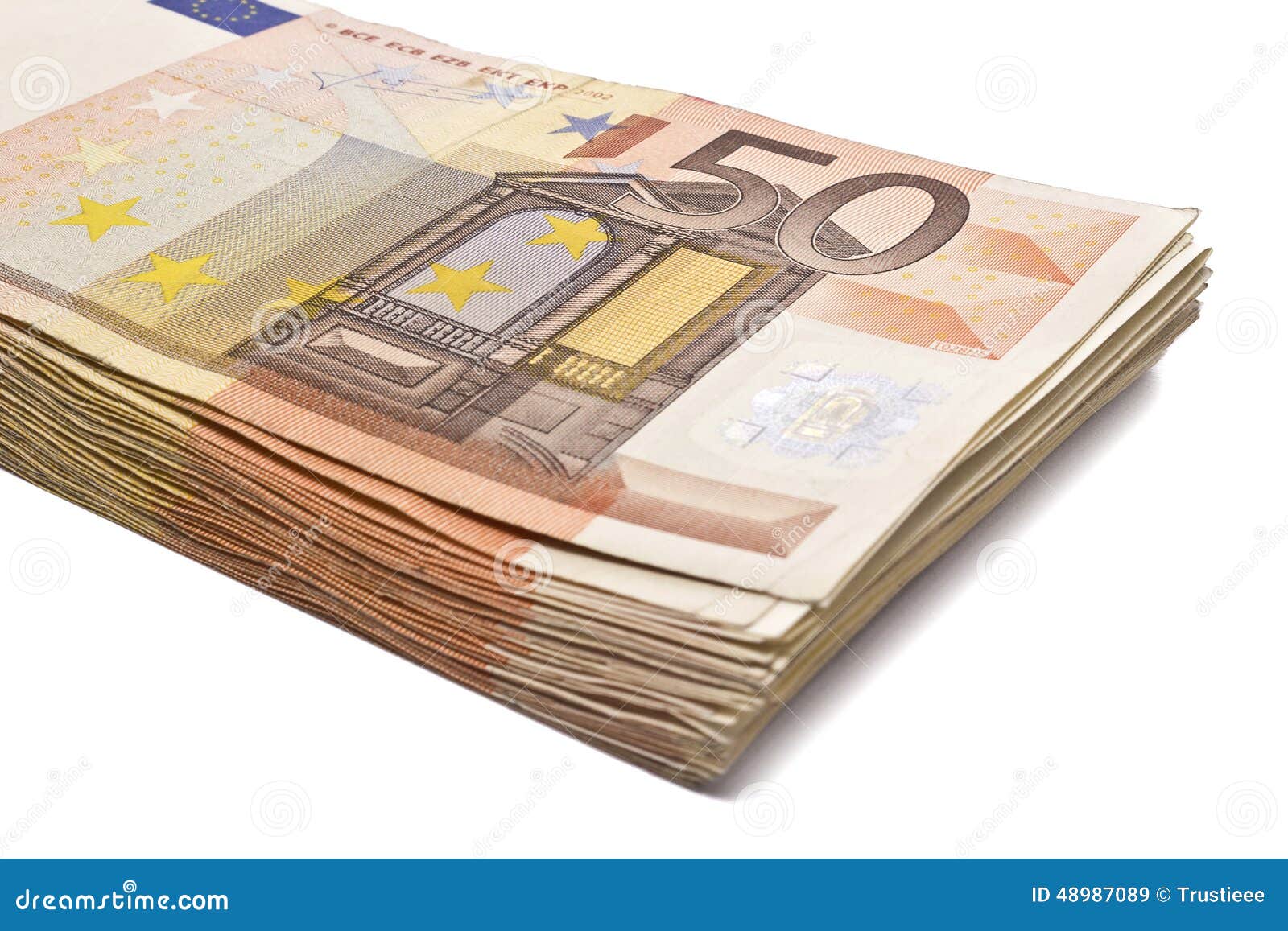 Pile of 50 Real Euro Notes Isolated on White Stock Image - Image of ...