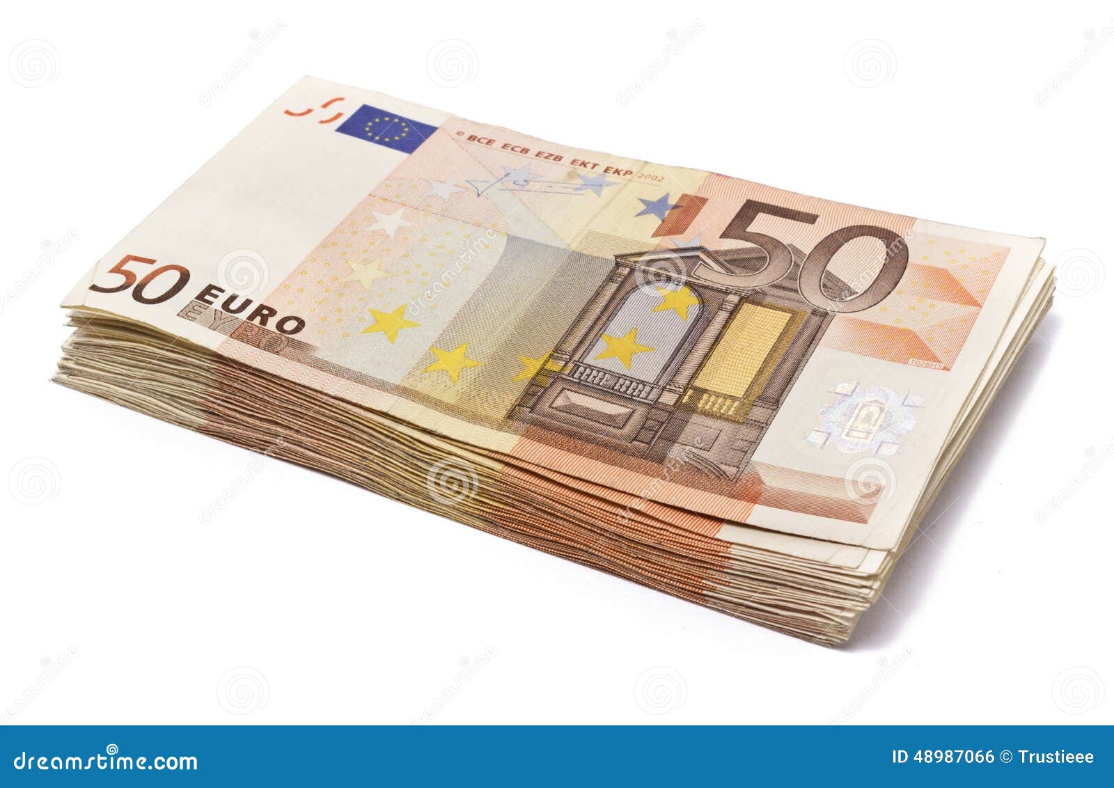 Pile of 50 Real Euro Notes on White Stock Photo - Image of exchange ...