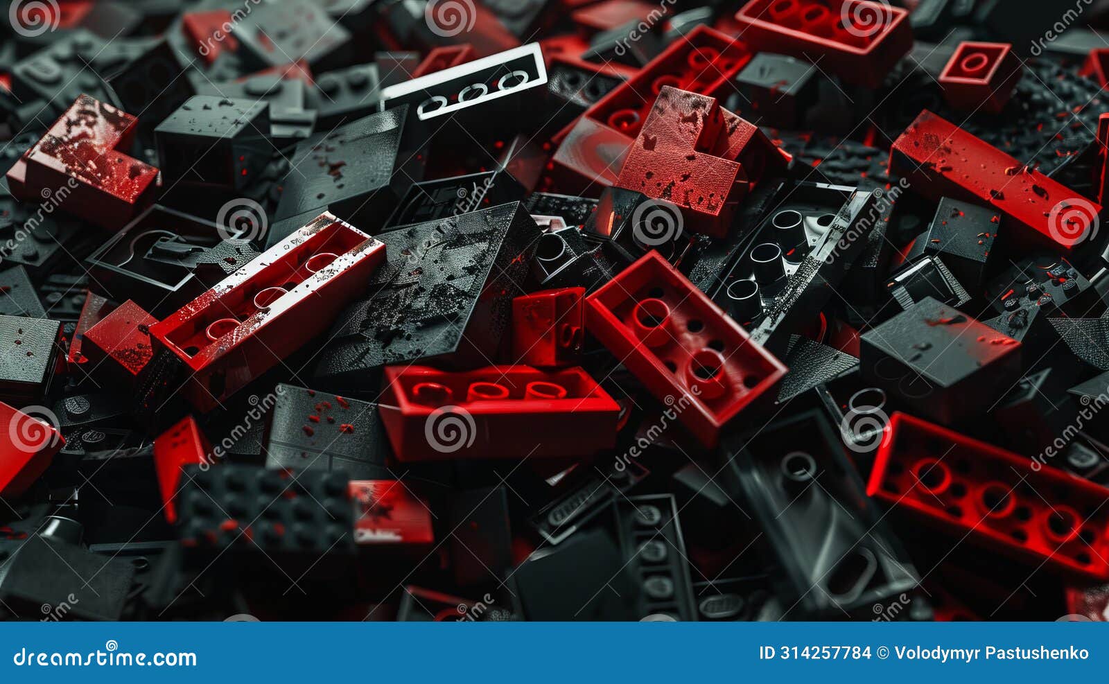 A Pile of Red and Black Lego Bricks Stock Photo - Image of cube, black ...