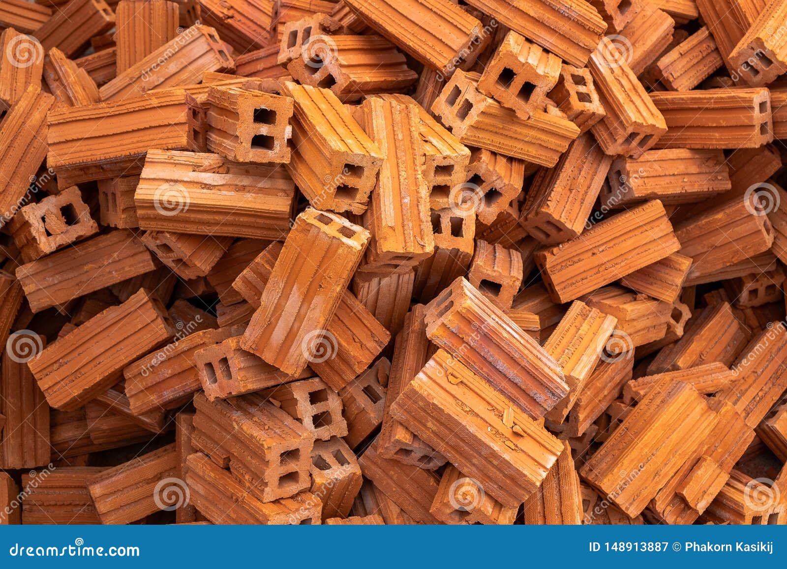 Pile of Red Bricks in the Construction Work Site Stock Image - Image of ...