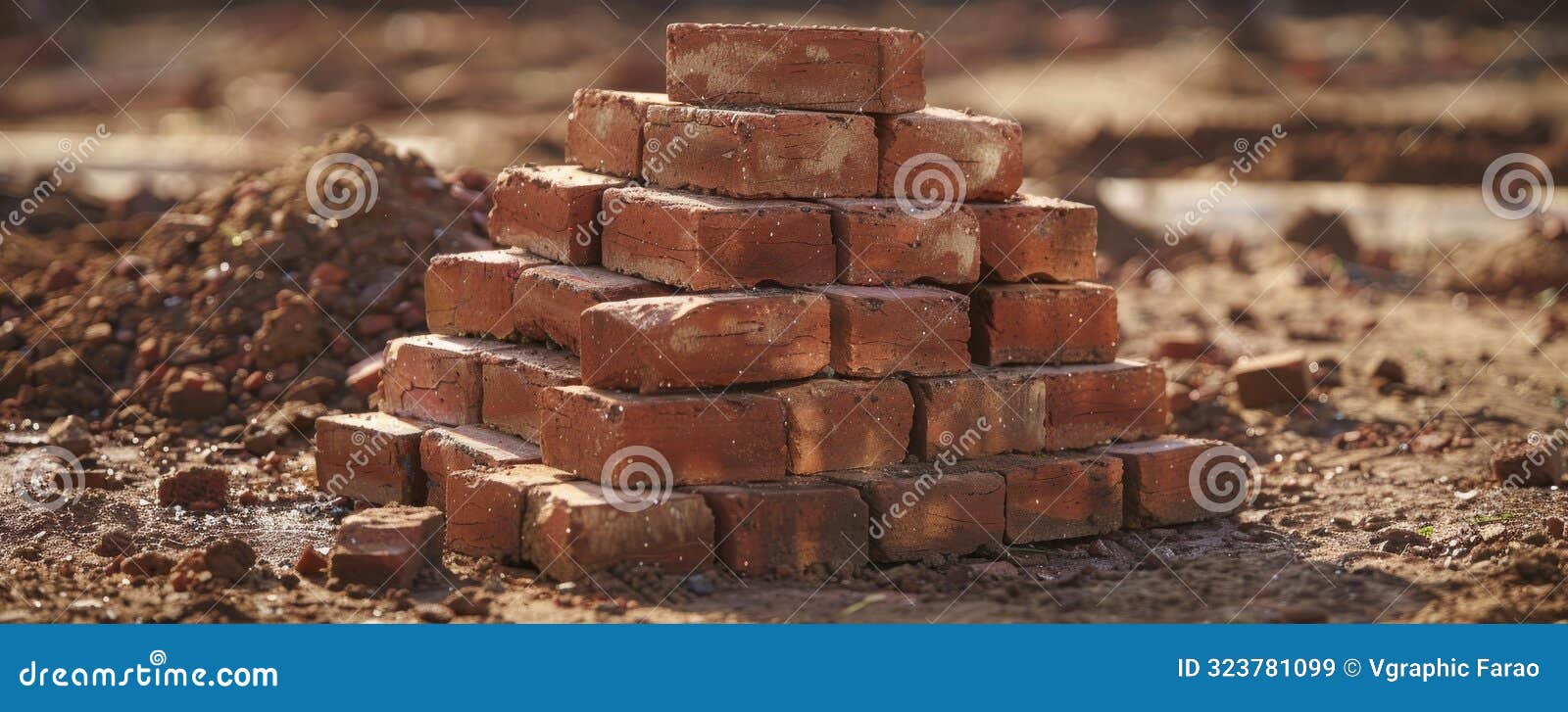 Pile of Red Bricks Stacked on Construction Site in Daylight Stock Image ...