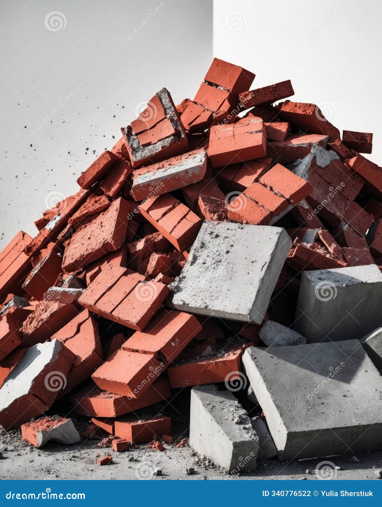 Concrete Waste Bin Filled With Trash Standing On A Sidewalk Covered In ...