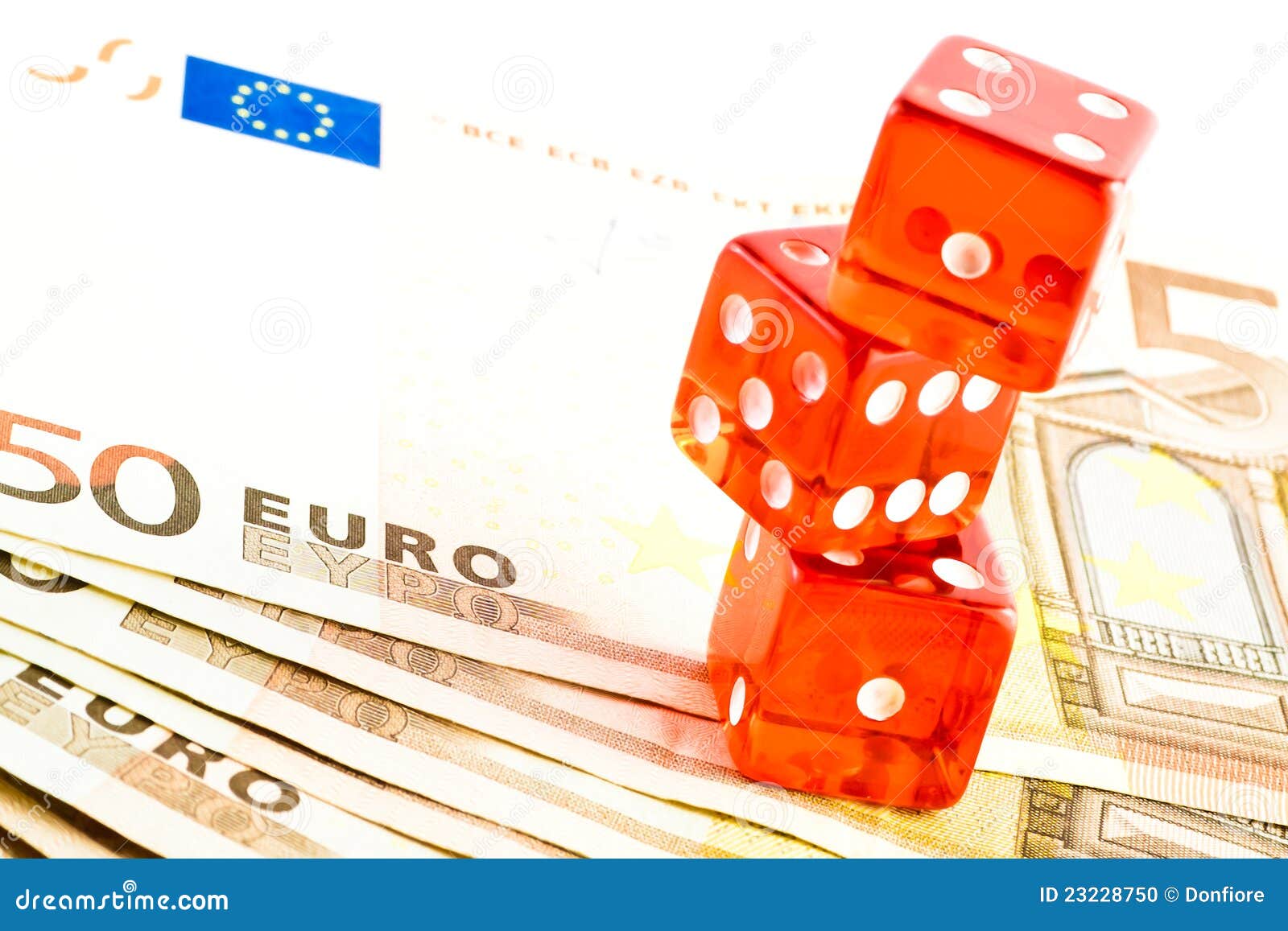 Pile of Red Dice on the 50-euro Banknotes Stock Photo - Image of gamble ...