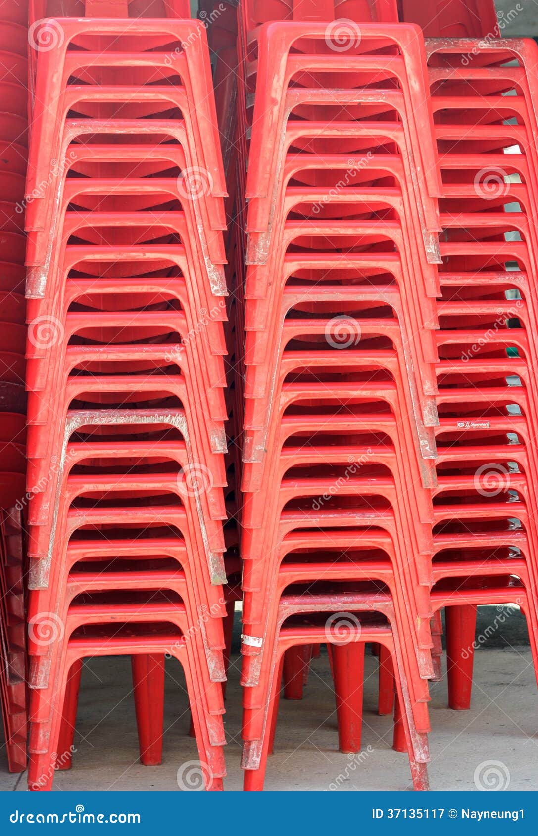 Pile of Red Plastic Chairs. Stock Image - Image of rest, pattern: 37135117