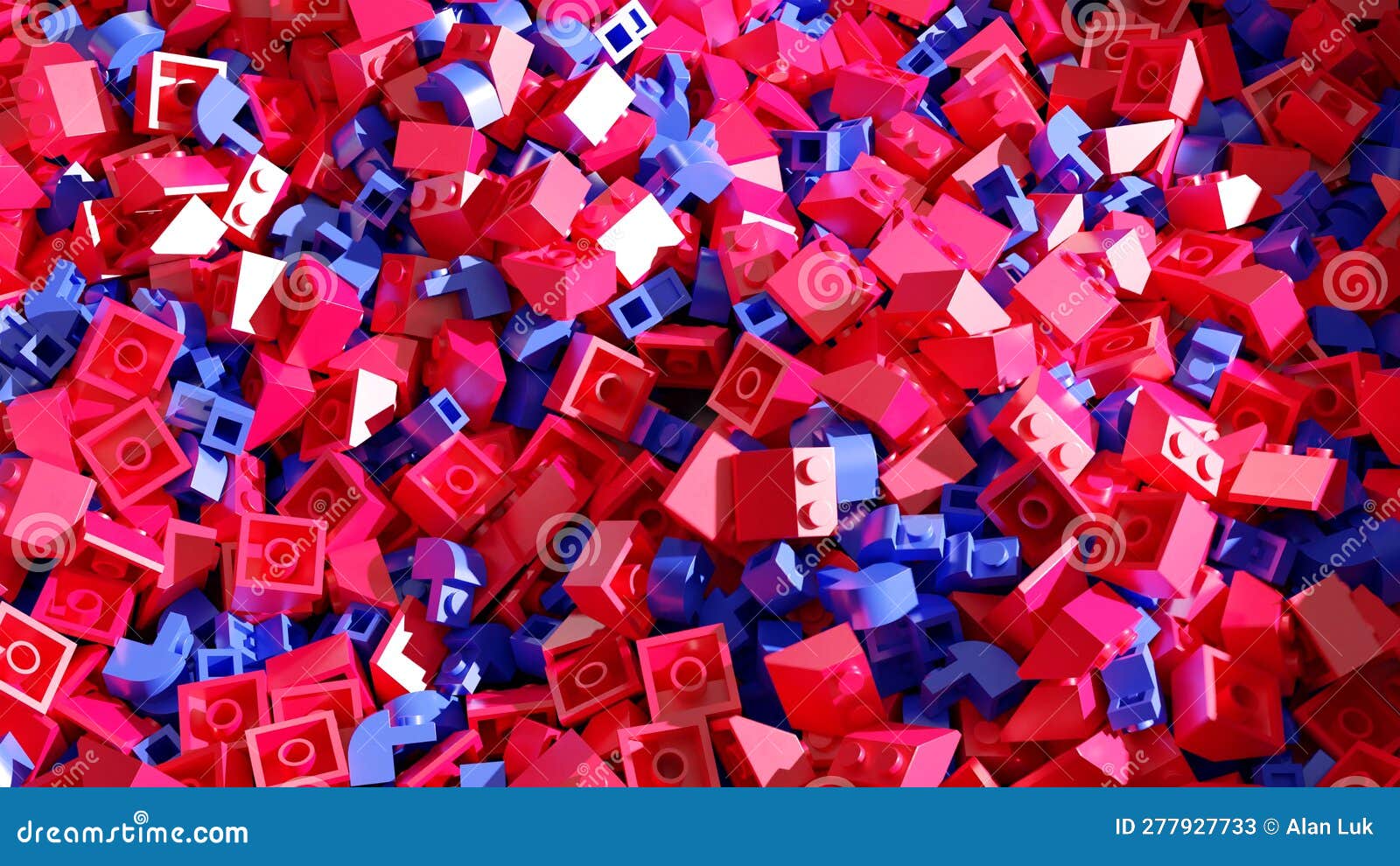 A Pile of Red and Purple Lego Bricks. 3d Rendering Stock Illustration ...