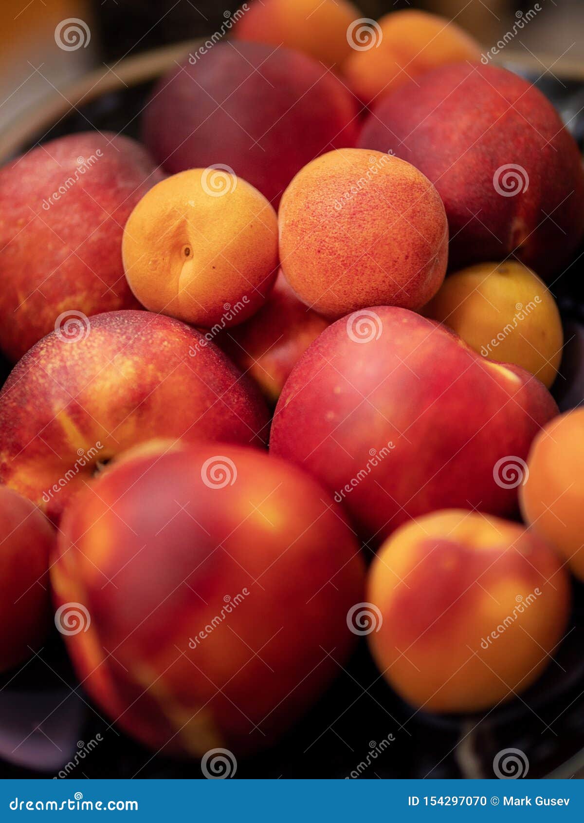 Pile of Red Ripe Nectarines, Close Up, Selective Focus. Vertical Image ...