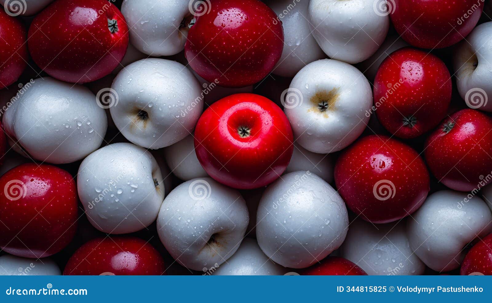 A Pile of Red and White Apples with Water Droplets on Them Stock Image ...