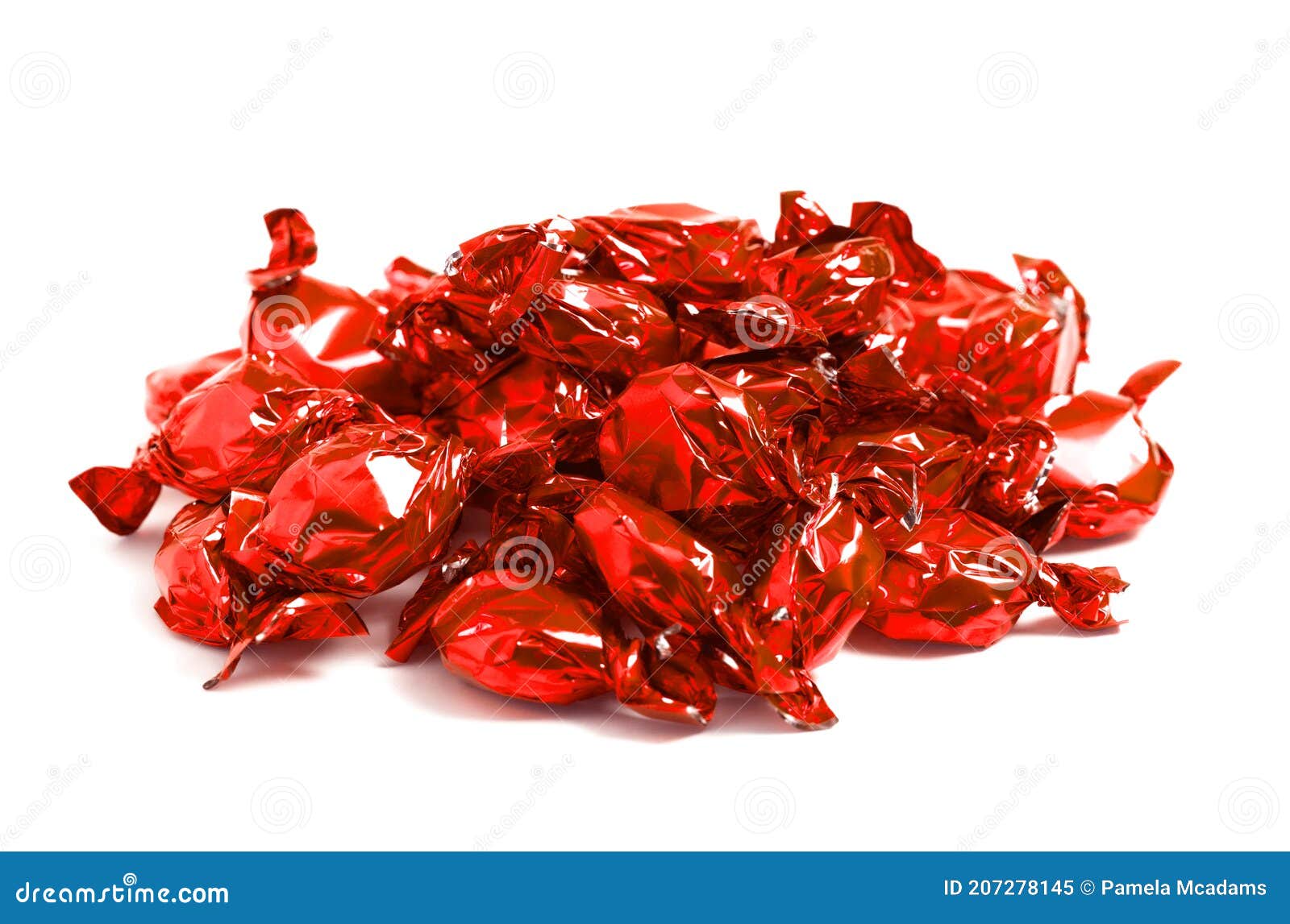 Pile of Red Wrapped Candy Isolated on a White Background Stock Image ...