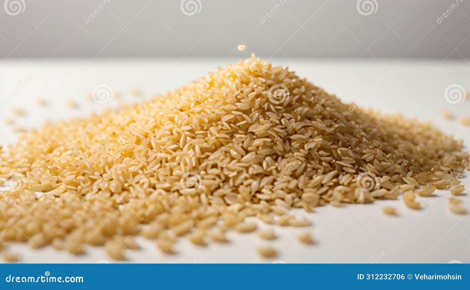 Pile of Rice Groats on a White Background. the View of the Top Stock ...