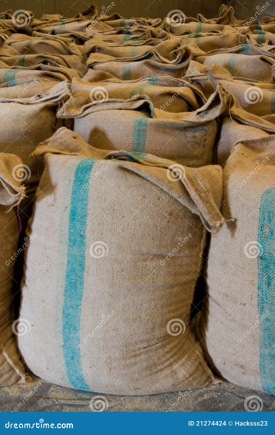 Pile of Rice Sacks in Grain Stock Photo - Image of organic, agriculture ...