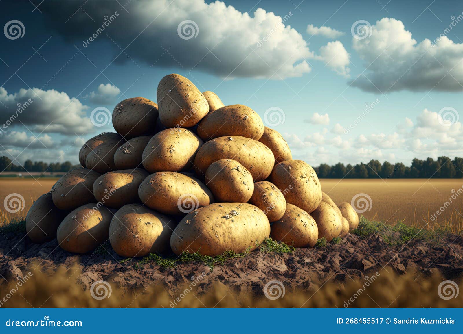 A Pile of Ripe Potatoes in the Field. Generative AI Stock Illustration ...