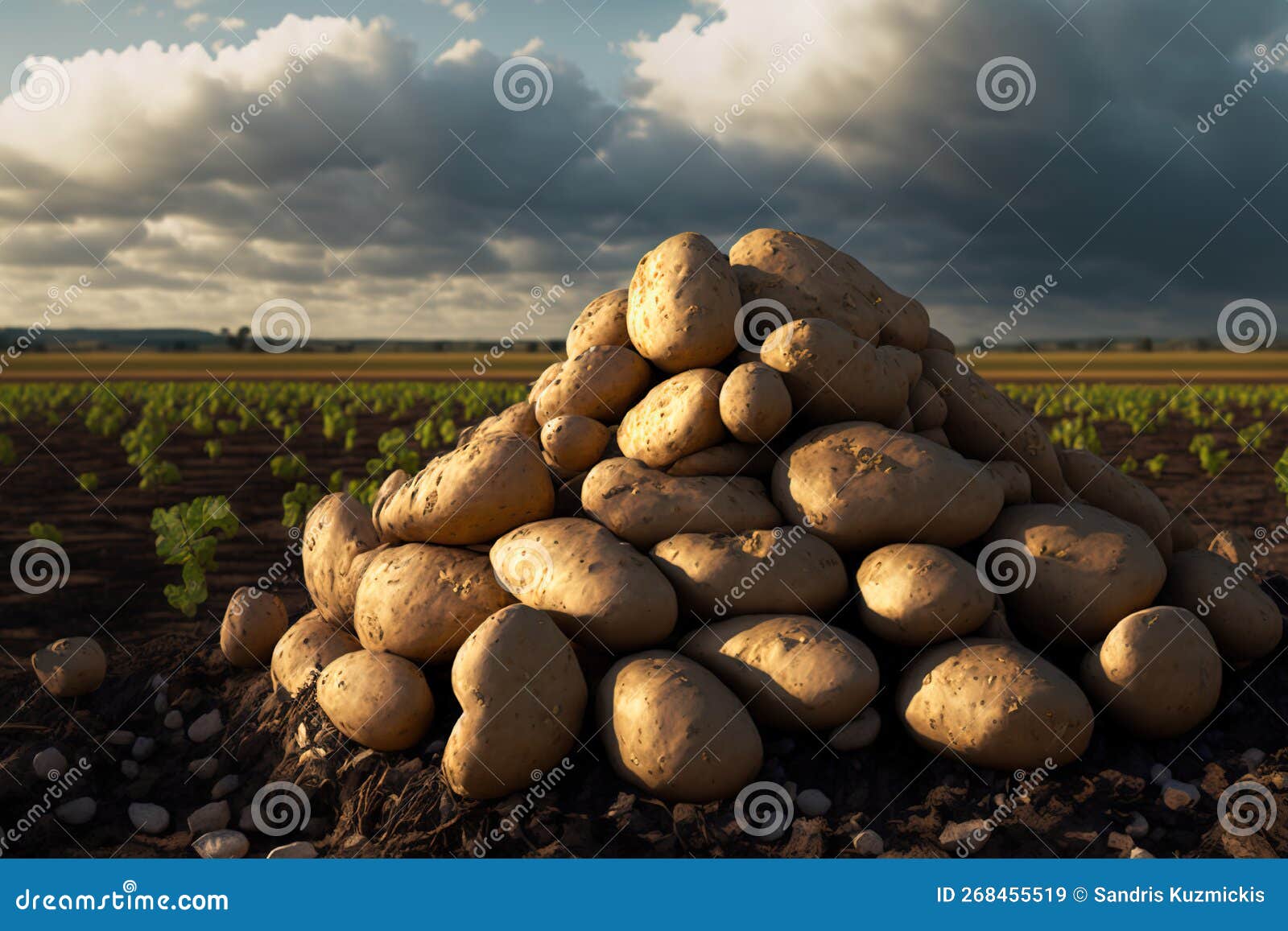 A Pile of Ripe Potatoes in the Field. Generative AI Stock Illustration ...