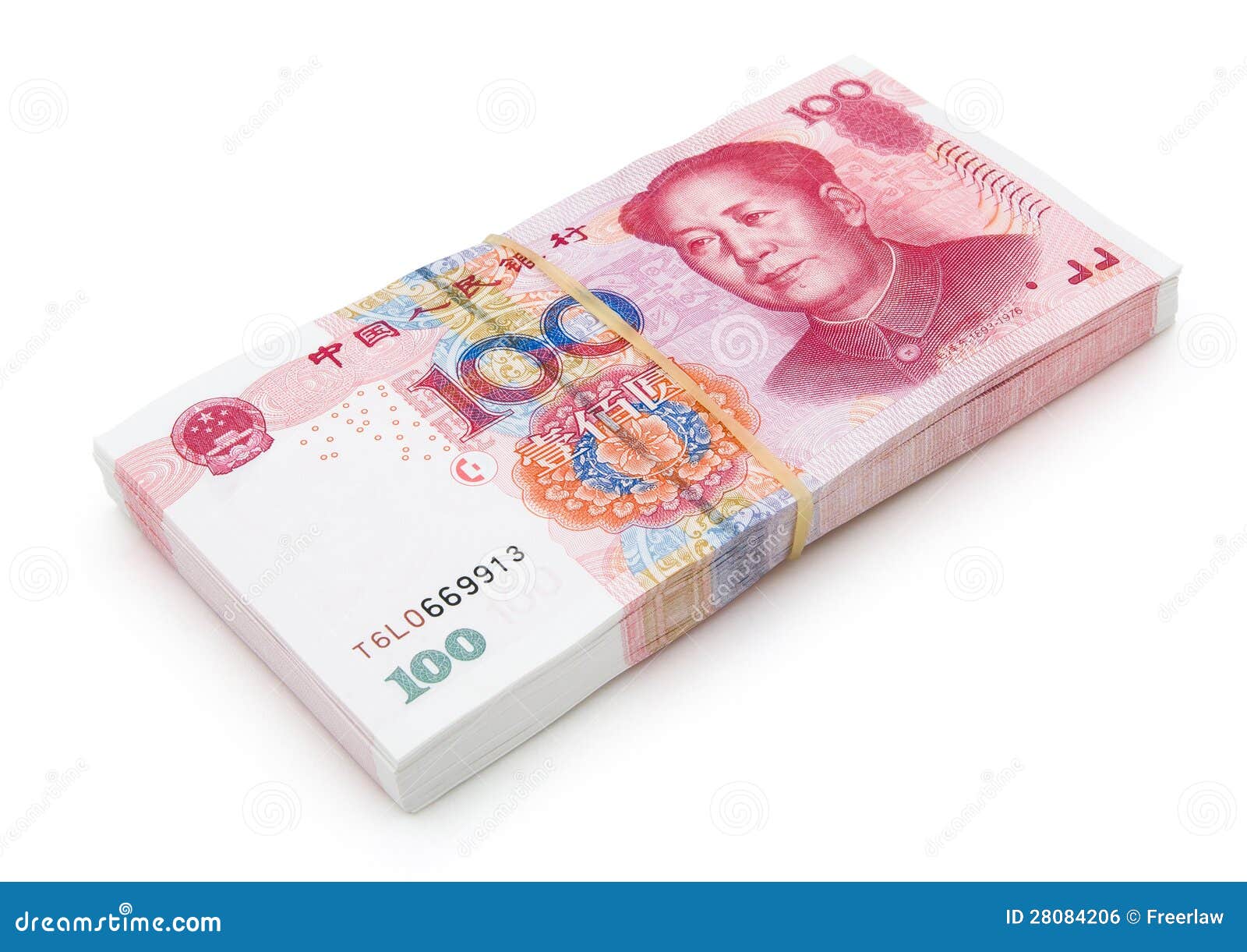 Pile RMB de tout neuf 100 photo stock. Image du argent - 28084206