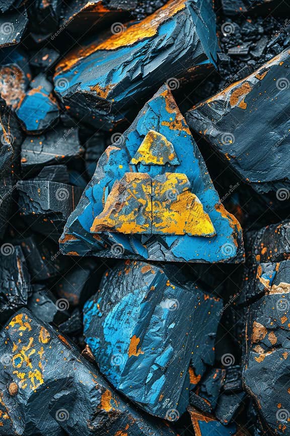 A Pile of Rocks in Black and Yellow Colors Creating an Abstract ...