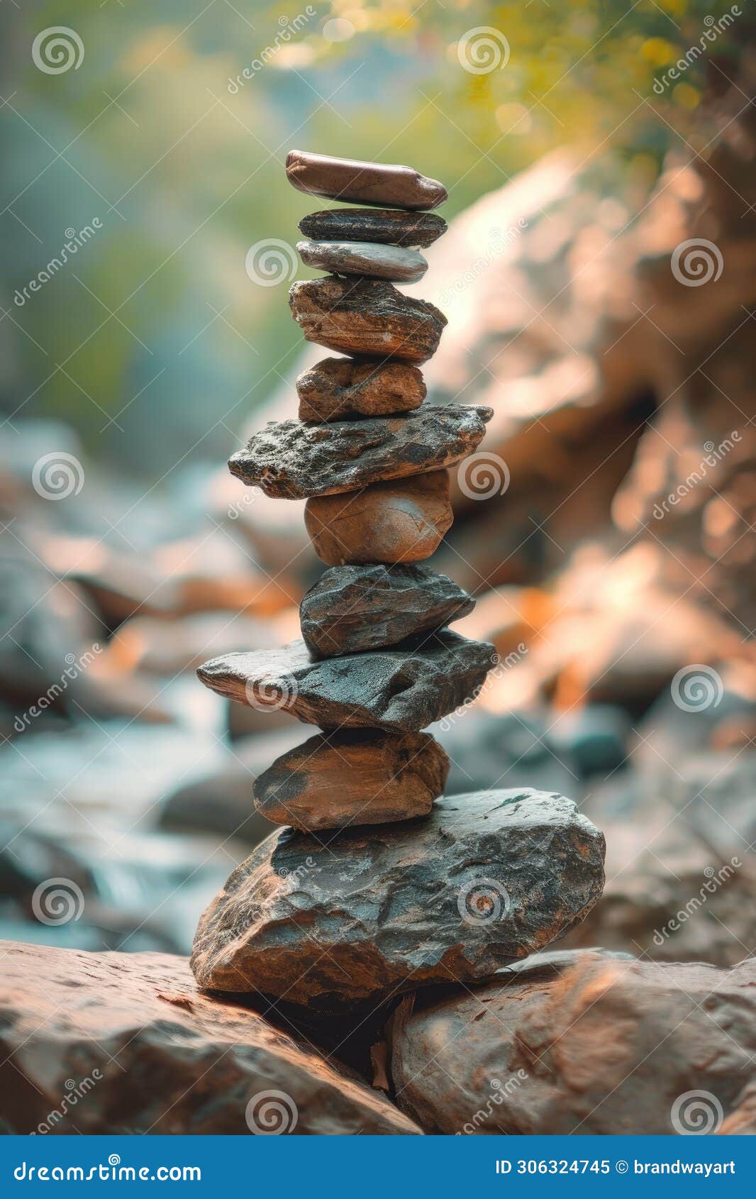 Stack of Rocks on River stock illustration. Illustration of stack ...