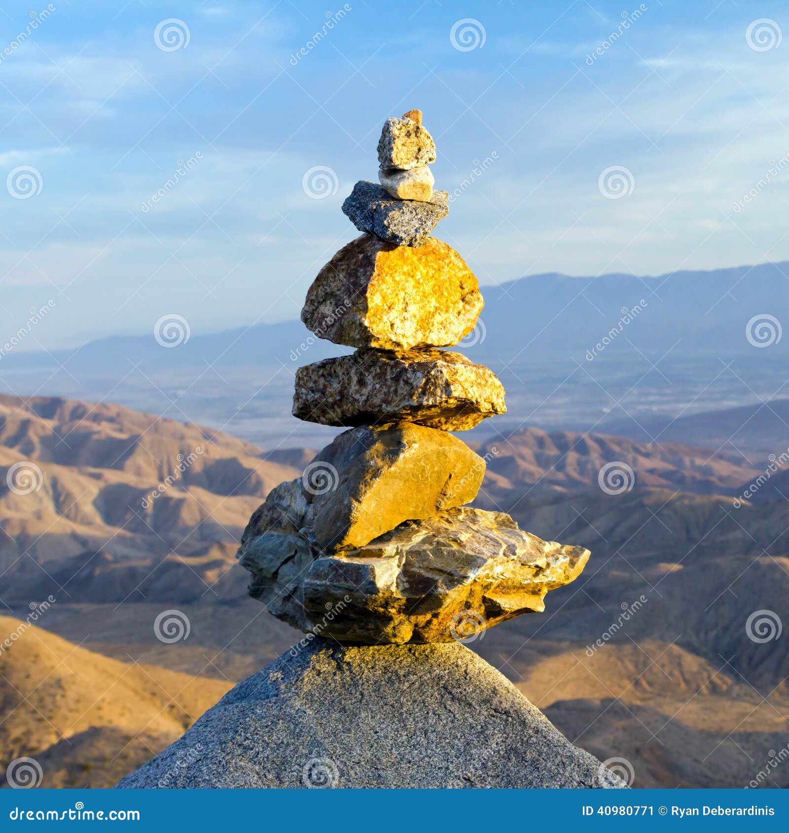 Pile of Rocks in Desert Sunset Landscape Stock Image - Image of ...