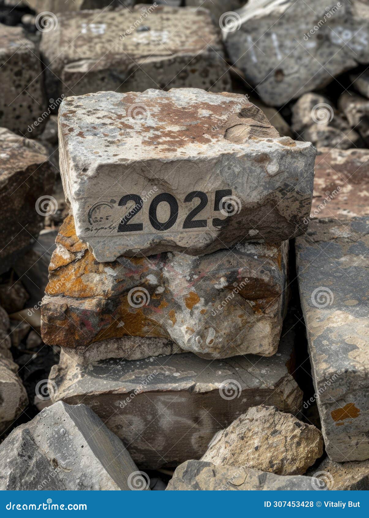 Pile of Rocks with Numbers on Them. Generative AI. Stock Photo - Image ...