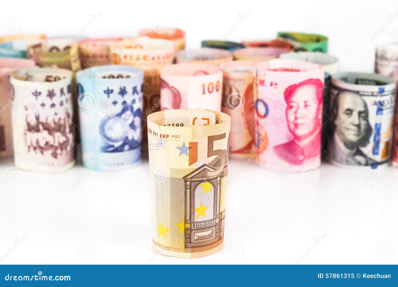 Pile of Rolled-up Currency Notes with EURO in Front Stock Image - Image ...