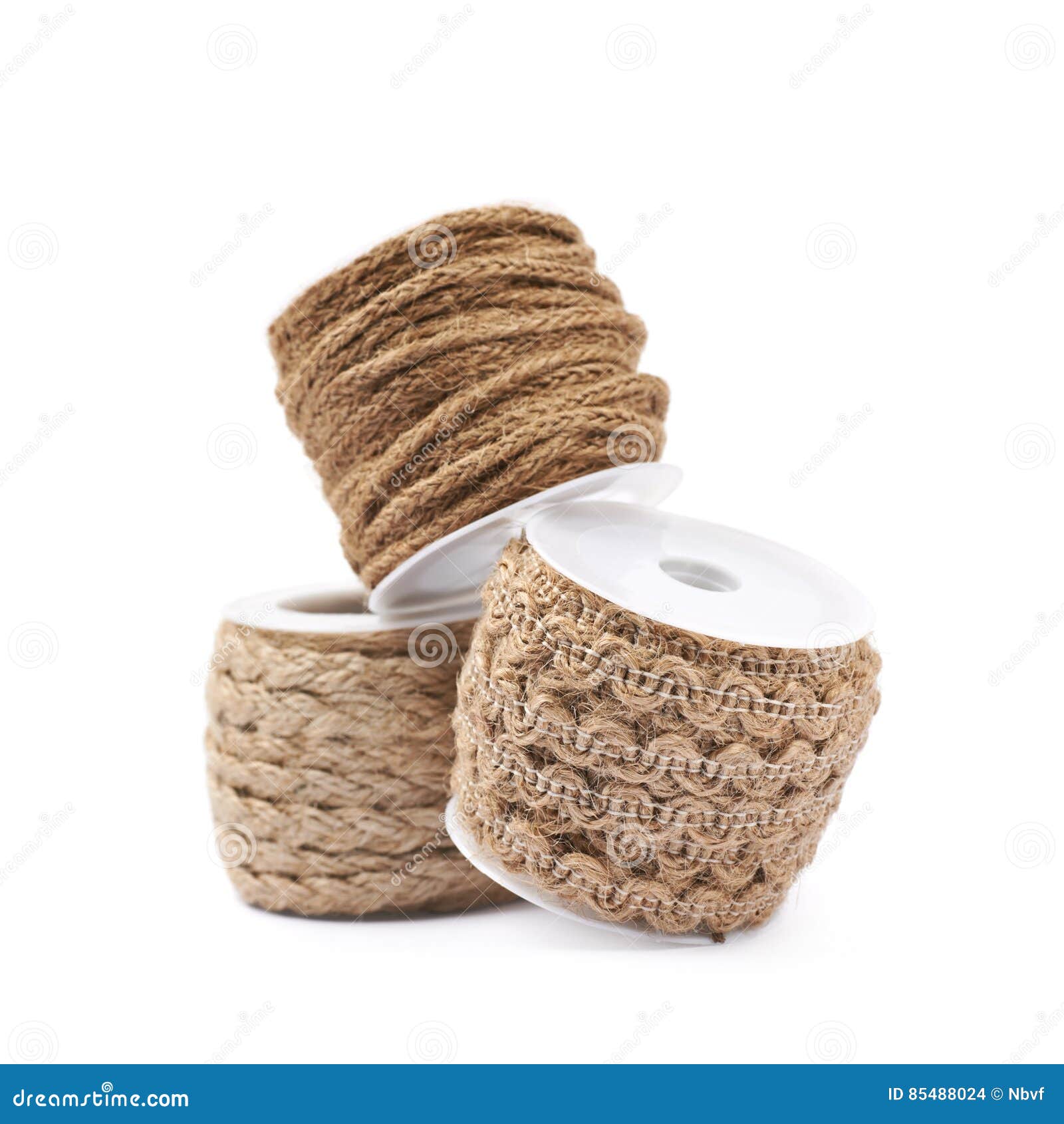 Pile of Rope Bobbins Isolated Stock Photo - Image of burlap, fiber ...
