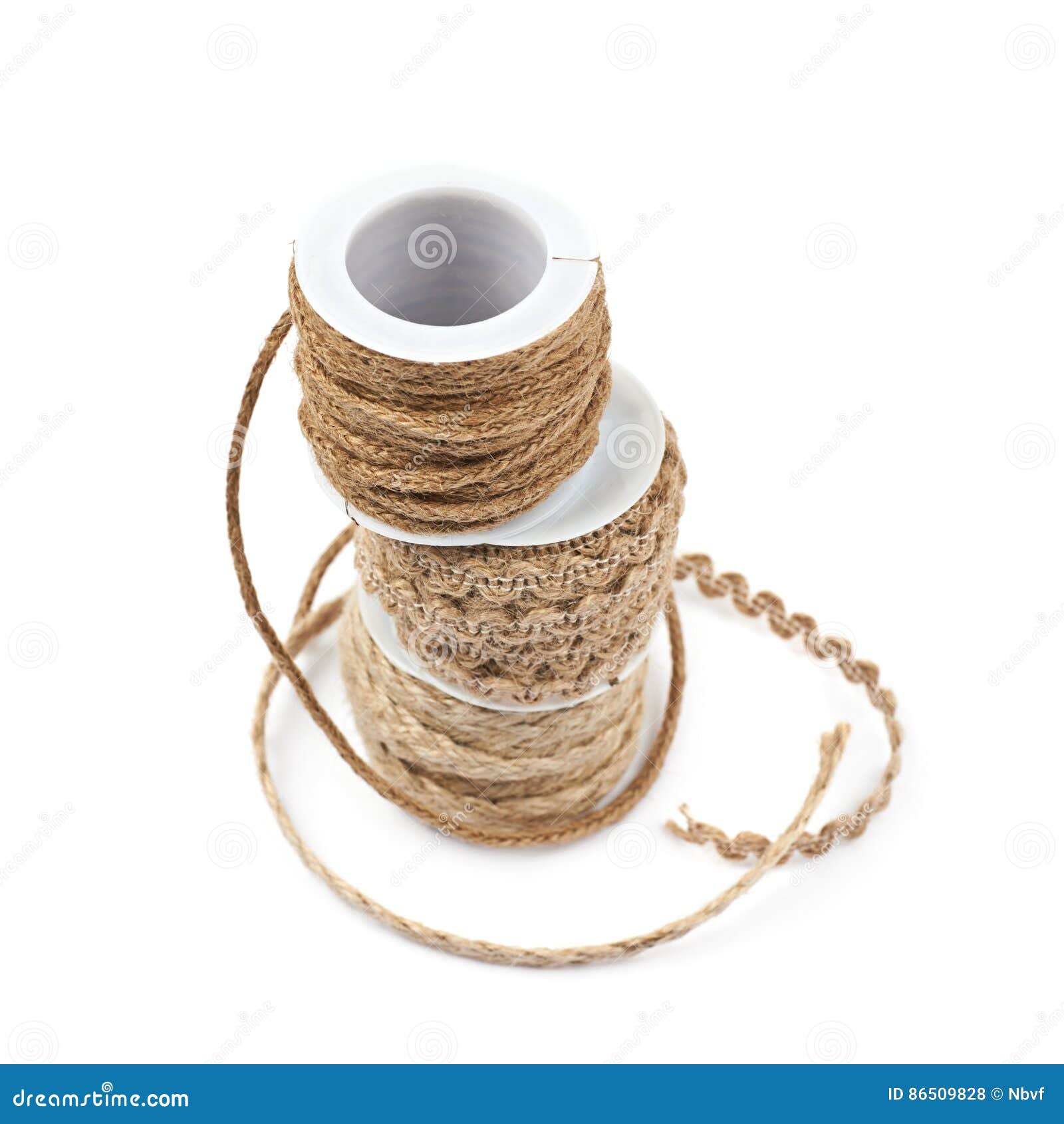 Pile of Rope Bobbins Isolated Stock Photo - Image of line, cord: 86509828