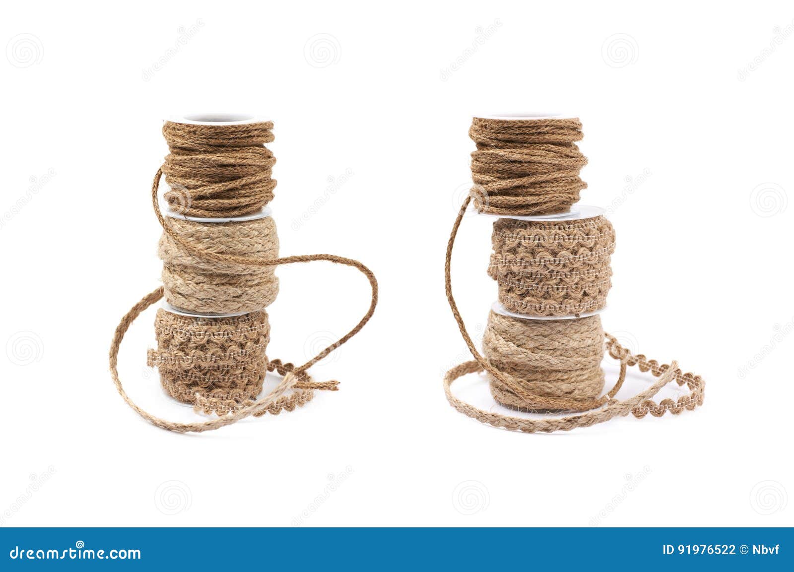 Pile of Rope Bobbins Isolated Stock Photo - Image of rope, object: 91976522