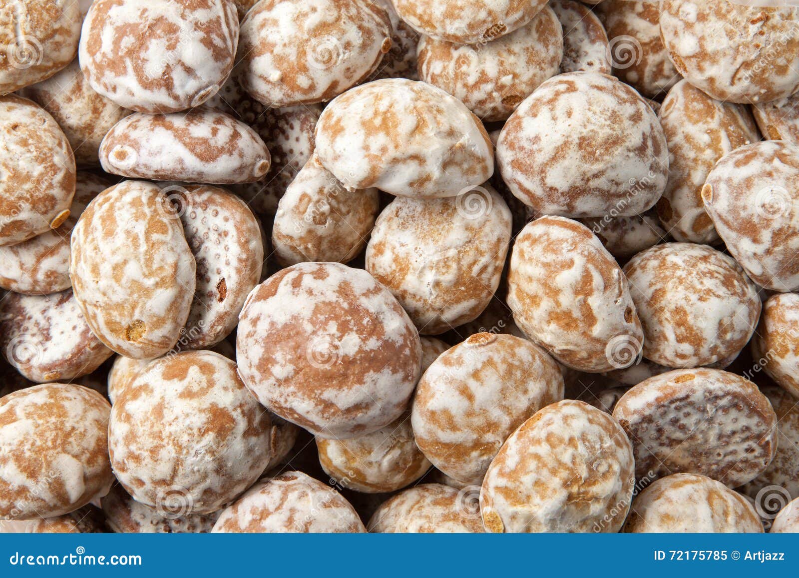Pile of Round Gingerbread Small Cakes with Sugar Powder Stock Image ...