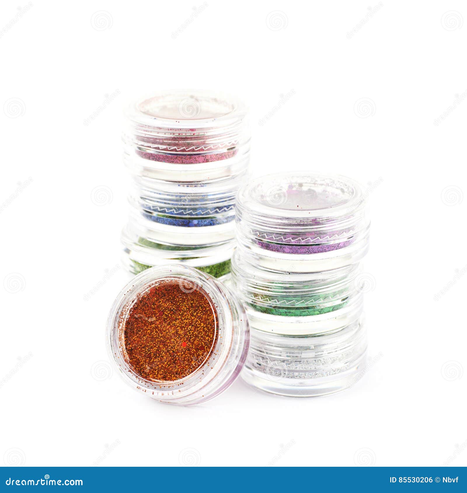 Pile of Round Sequin Boxes Isolated Stock Photo - Image of reflections ...