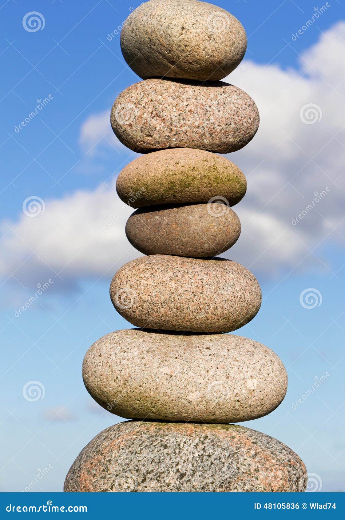Pile of Round Smooth Stones in the Sunlight Stock Photo - Image of ...