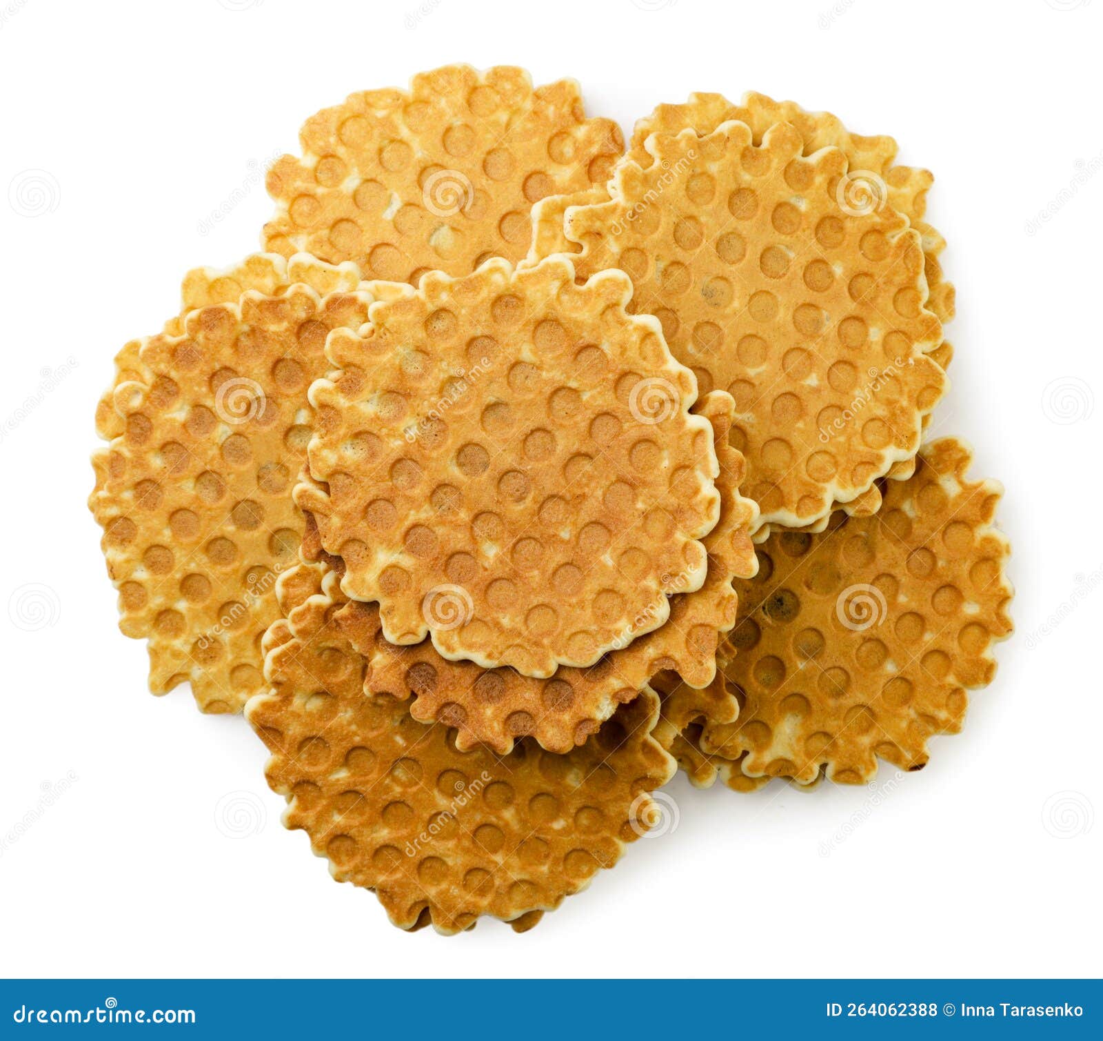 Pile of Round Waffles on a White Background. Top View Stock Photo ...