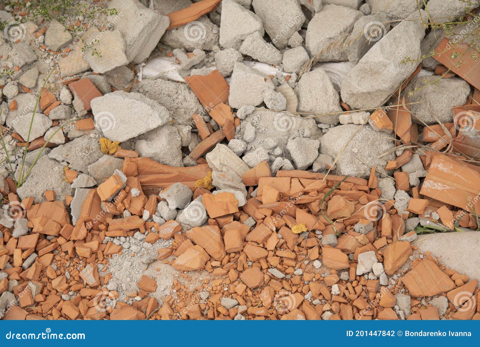 Pile of Rubble and Broken Red Bricks and Cinder Blocks from ...