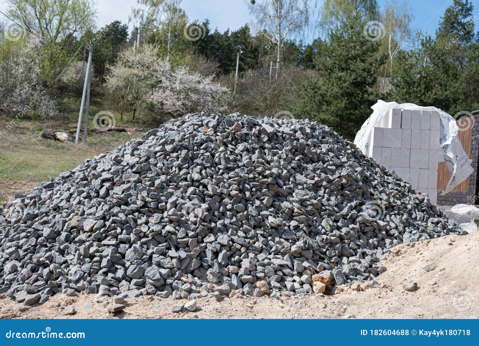Pile of Rubble Close Up. Preparation for the Construction of Gray ...