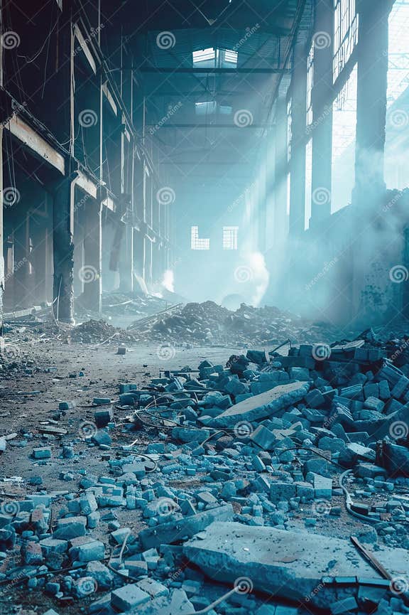 A Pile of Rubble Inside a Building Stock Photo - Image of destruction ...