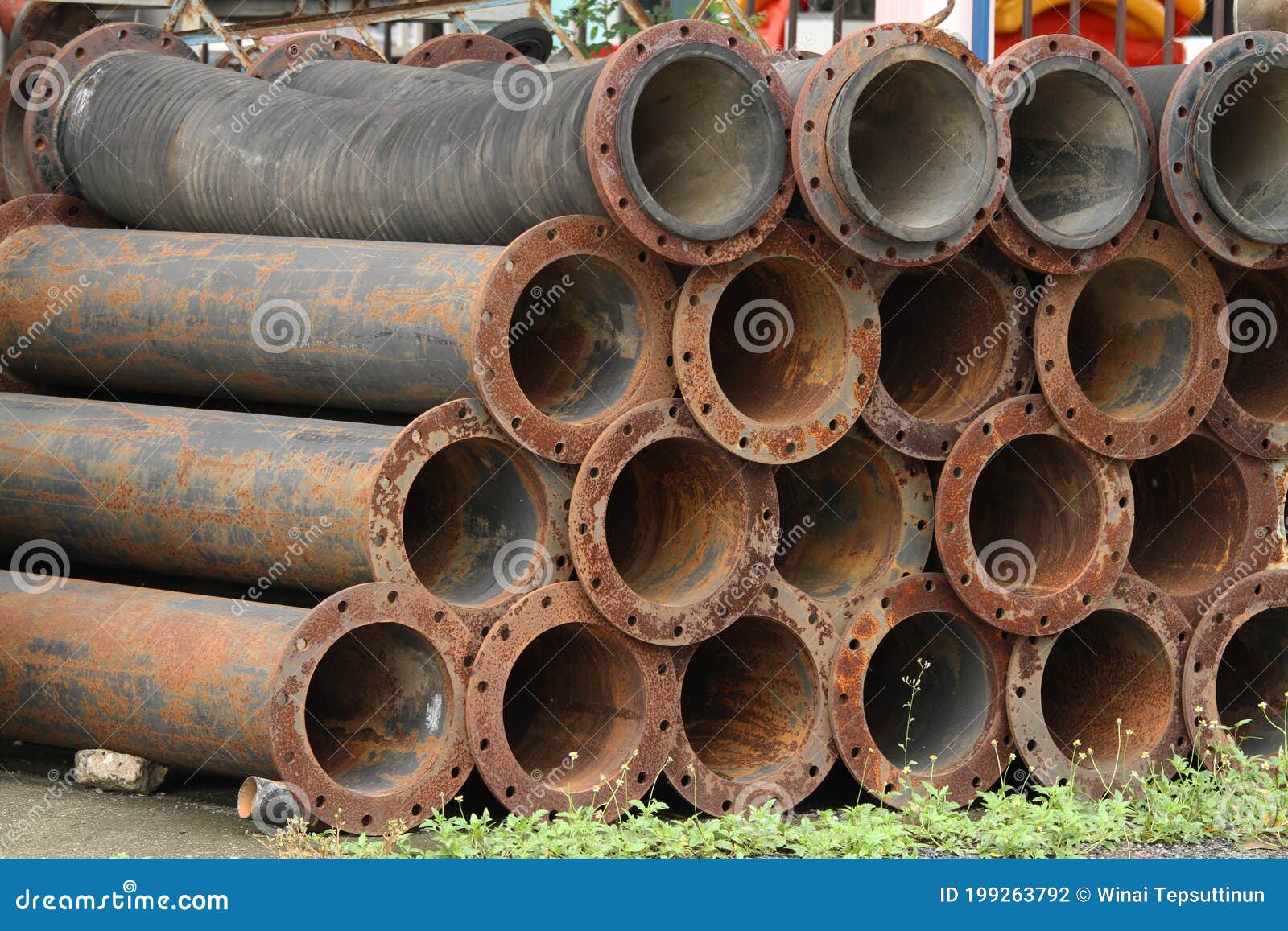 Pile of Rusty Drainage Pipe Stock Photo - Image of duty, construction ...