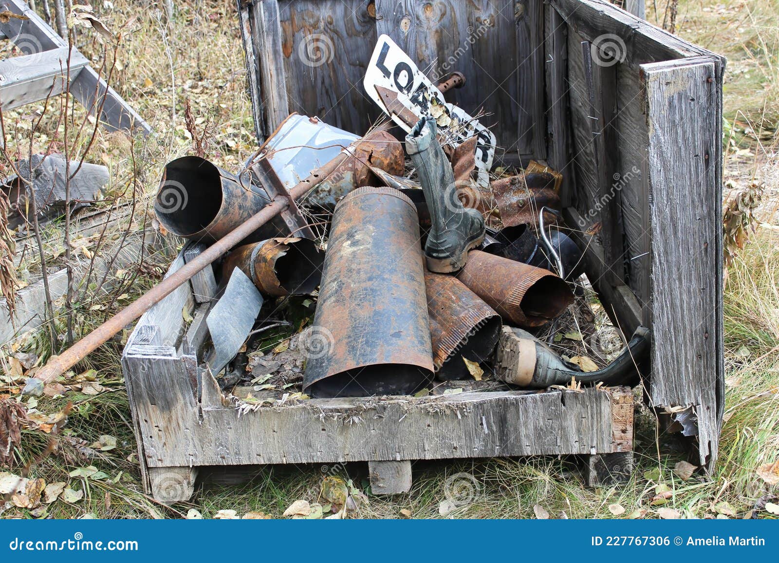 A Pile of Rusty Metal Garbage in a Bin Stock Photo - Image of pipes ...