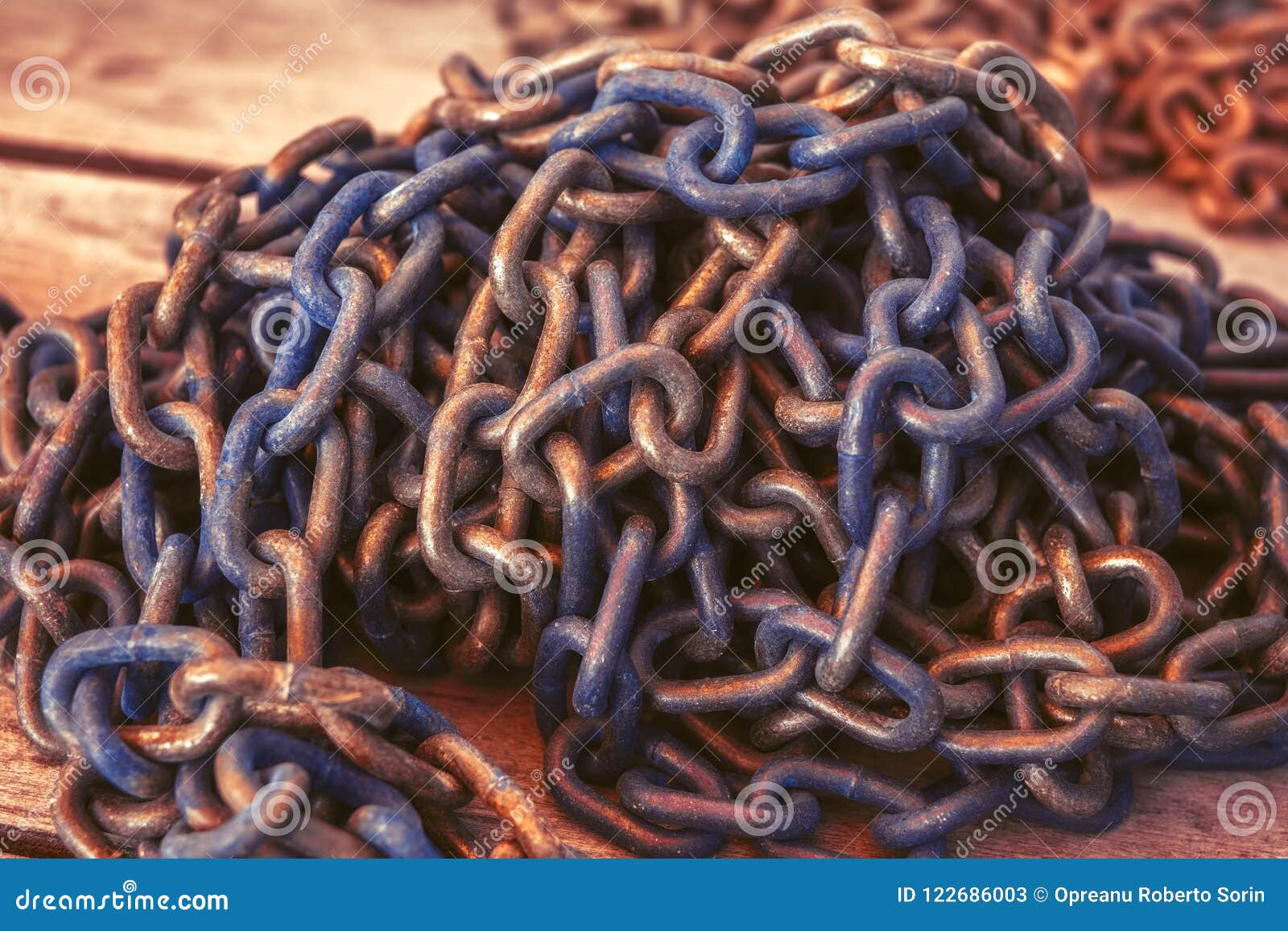 A pile of rusty old chain stock image. Image of heavy - 122686003