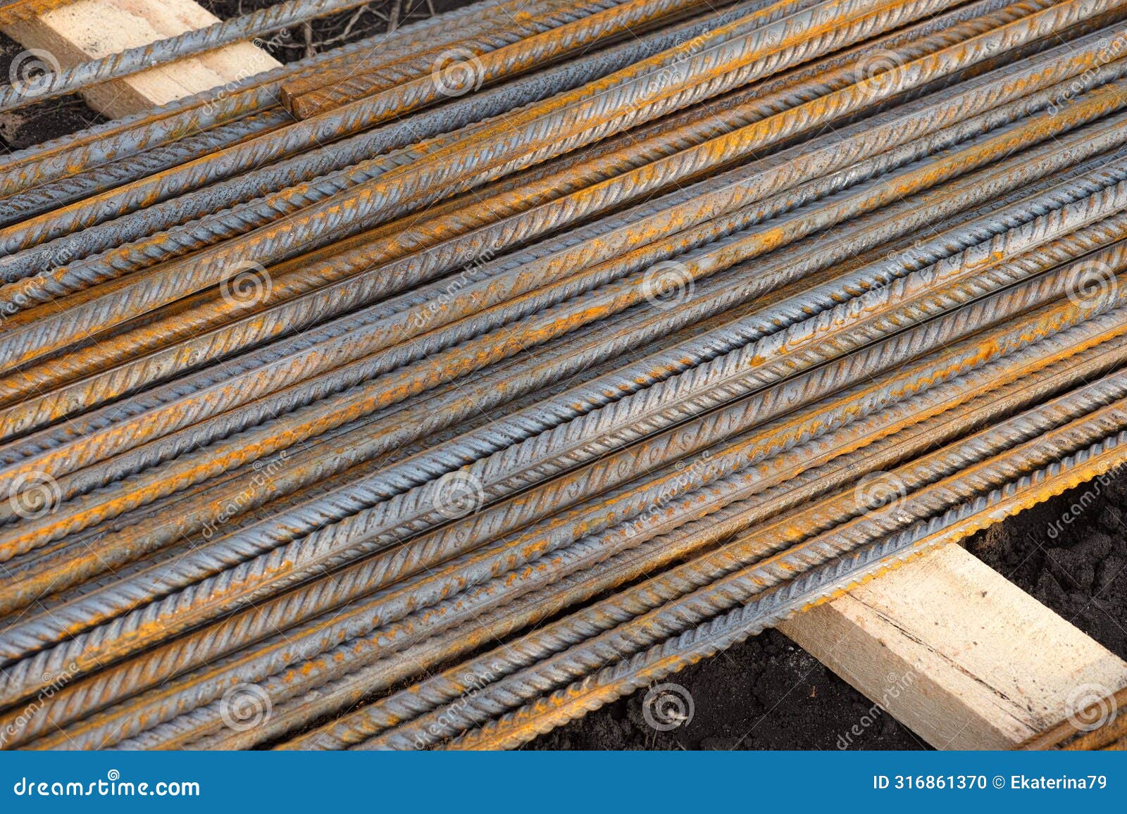 Rusty Rebar Connecting Two Metal Plates, Industrial Background Stock ...