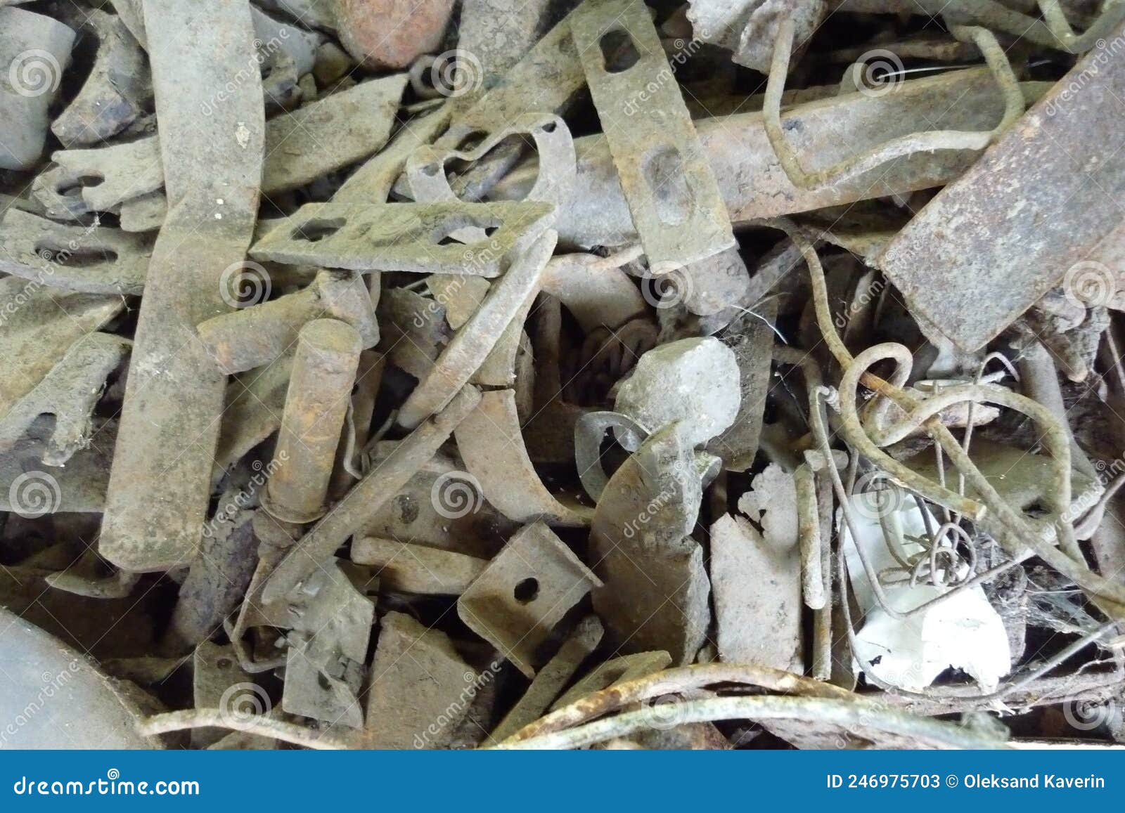 Pile of rusty scrap metal stock image. Image of dish - 246975703