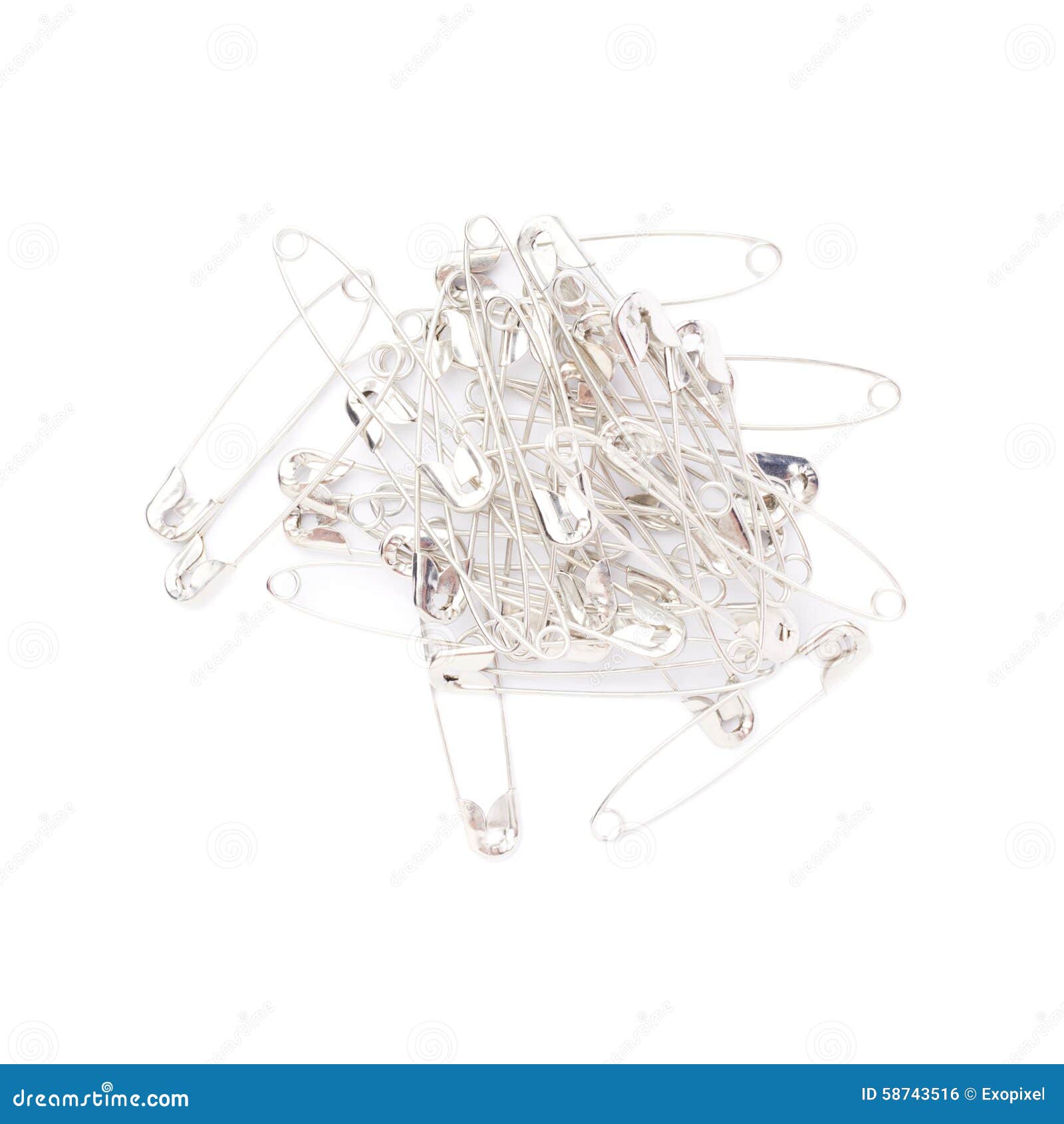Pile of Safety Pins Isolated on White Background Stock Photo - Image of ...