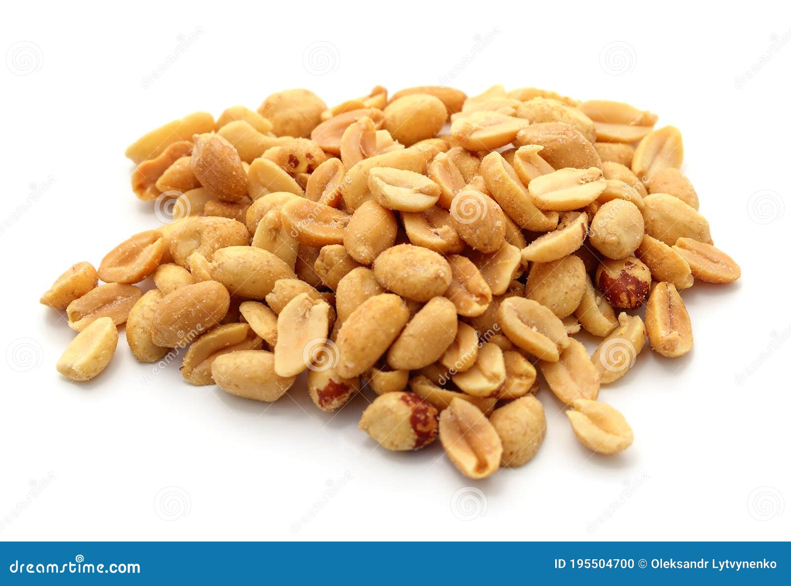 Pile of salted peanuts stock photo. Image of isolated - 195504700