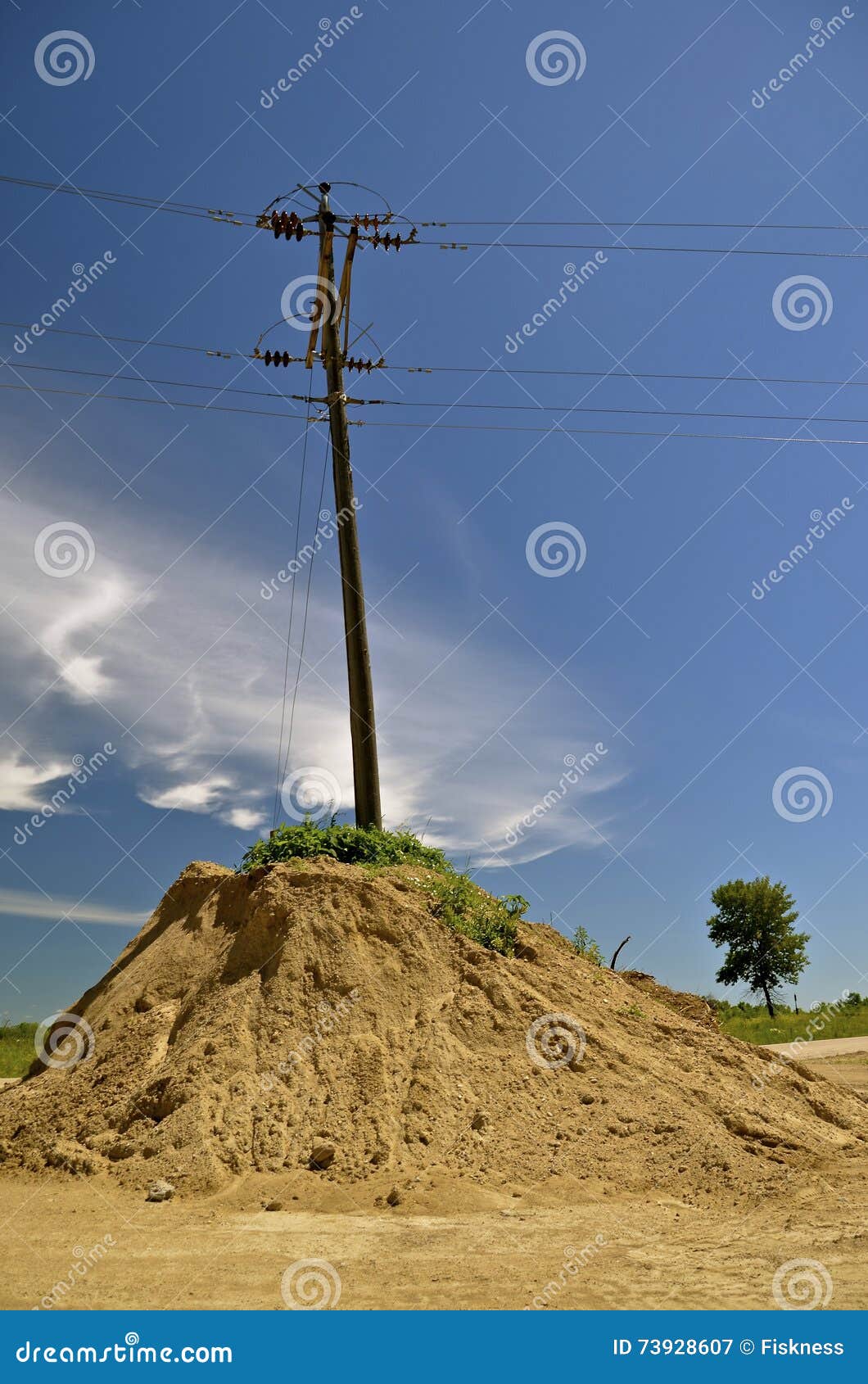 Pile of Sand Around Base of High Line Pole Stock Image - Image of high ...