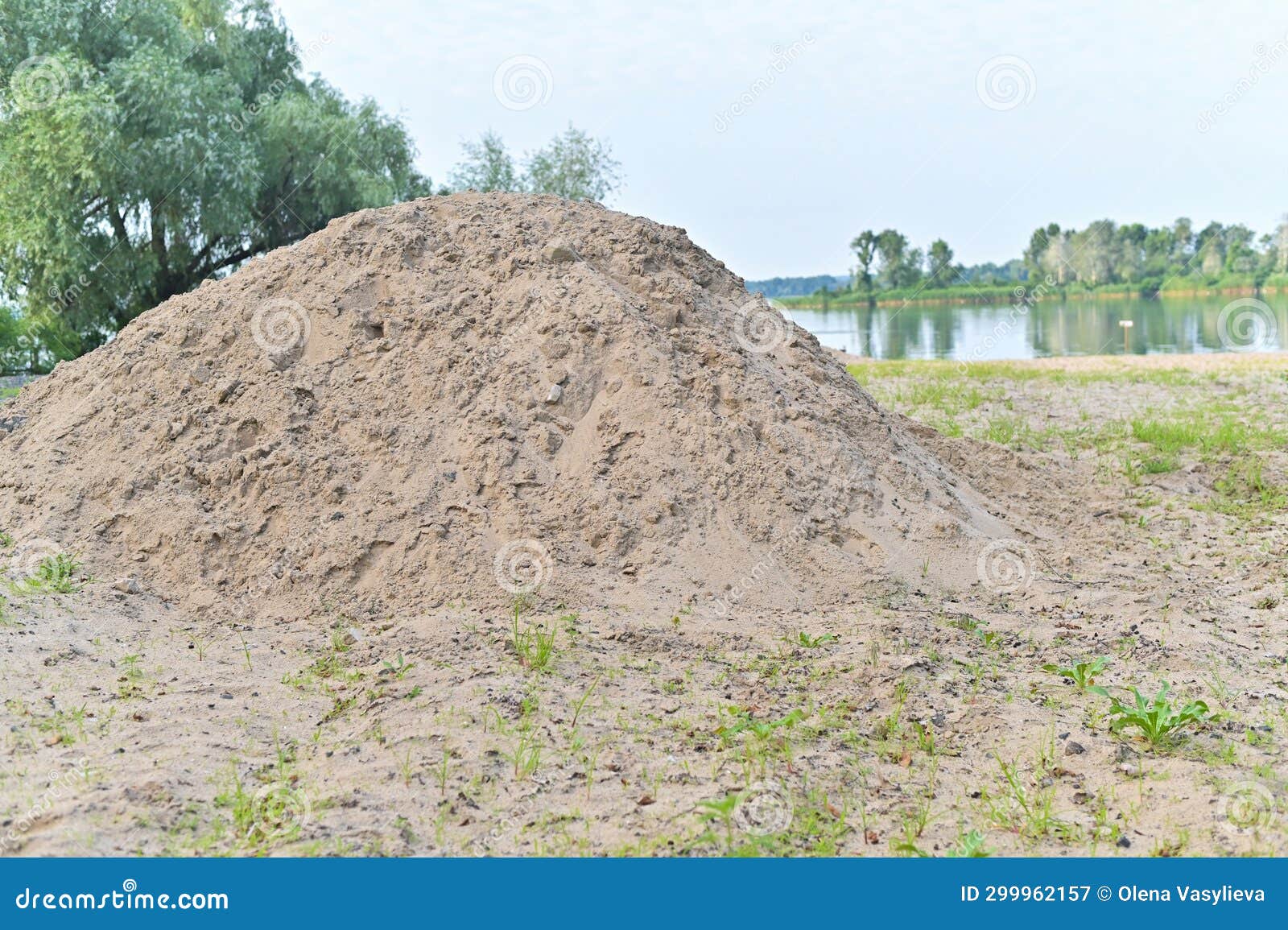 A Pile of Sand on the Riverbank. Stock Image - Image of industrial ...