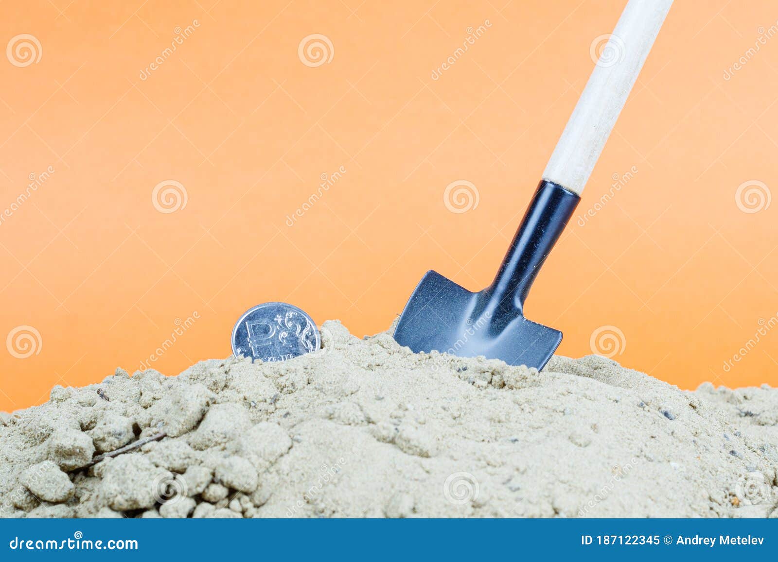 On a Pile of Sand a Shovel and a Ruble Stock Image - Image of dirt ...