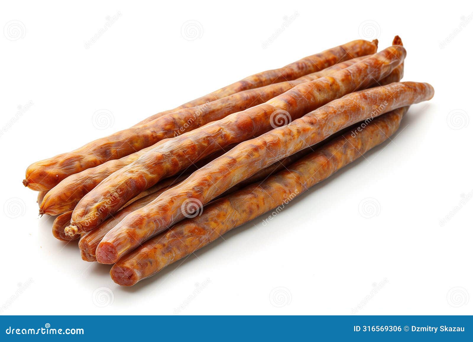 Pile of Sausage Sticks on White Background Stock Photo - Image of ...