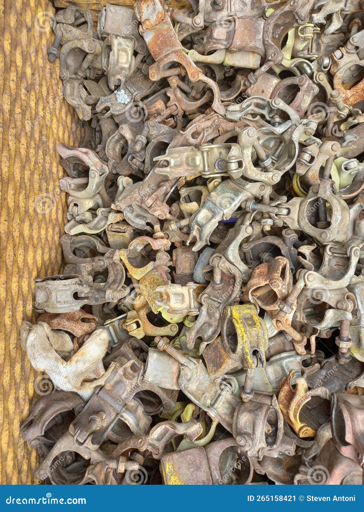 Pile Of Scaffolding Clamps In A Storage Basket Stock Image Image Of
