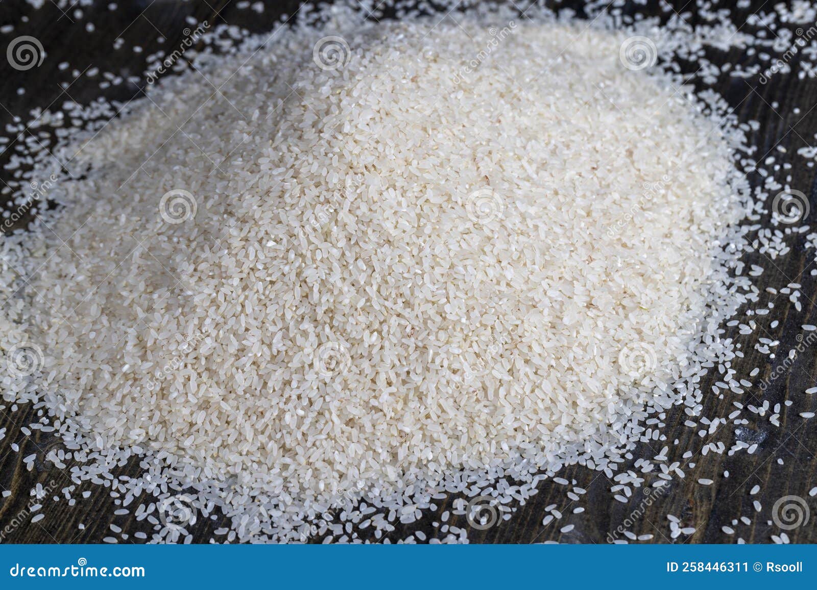 A Pile of Scattered White Rice on the Kitchen Table Stock Image - Image ...