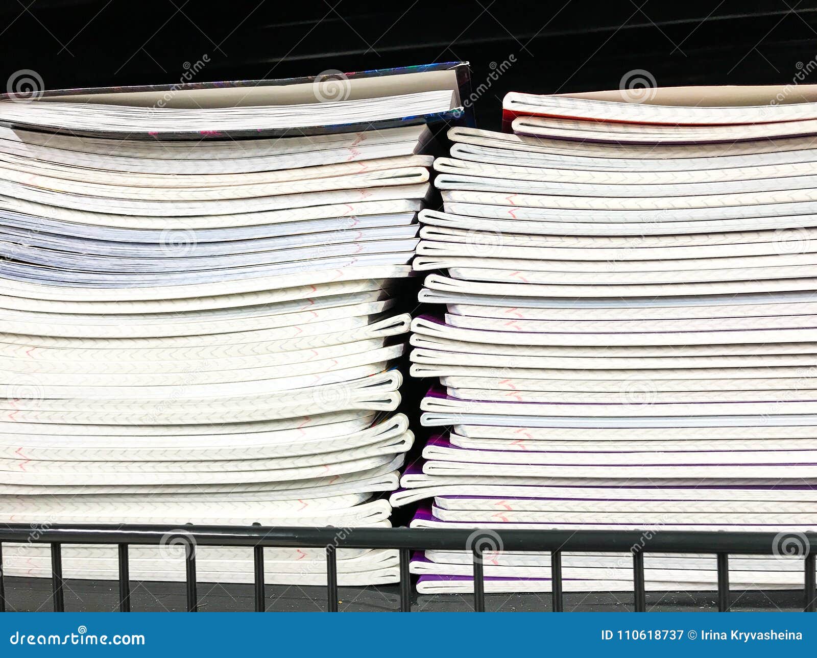 Pile of School Notebooks on Shelf Stock Image - Image of fiber ...