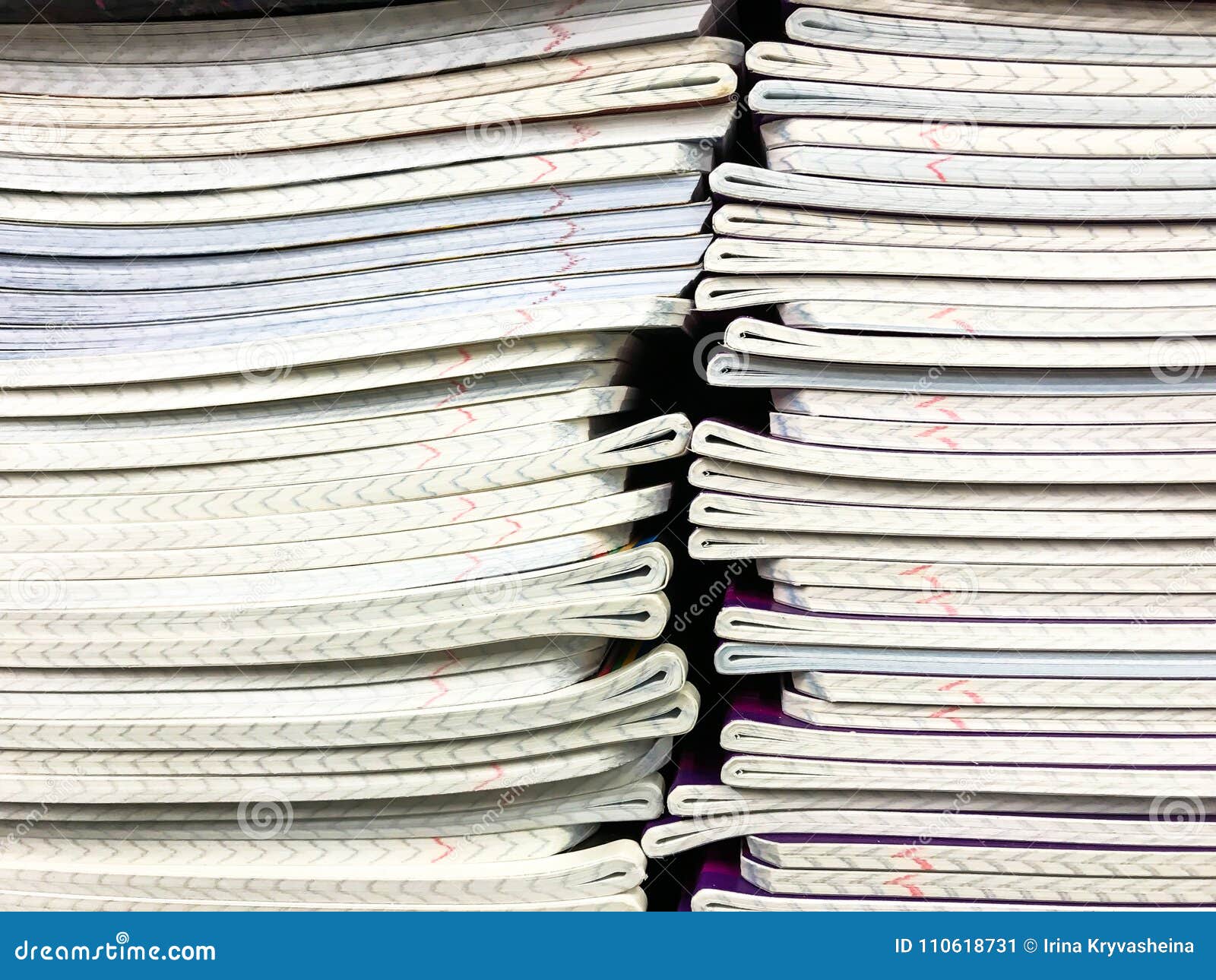 Pile of School Notebooks on Shelf Stock Image - Image of monochrome ...