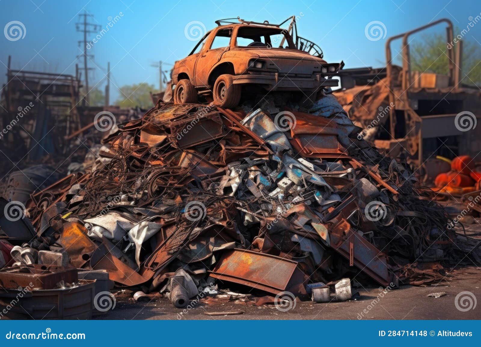 Pile of Scrap Metal Ready for Recycling Stock Illustration ...