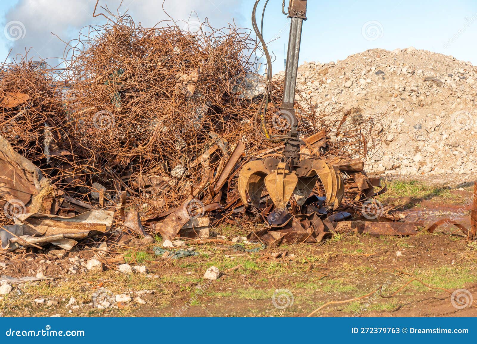 A Pile of Scrap Metal for Recycling Stock Image - Image of asphalt ...